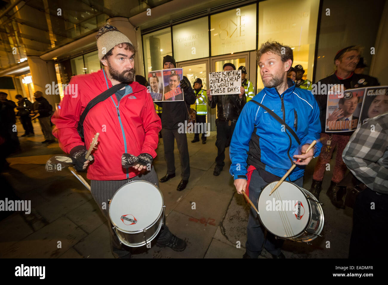 London, UK. 12th Nov, 2014. Class War 'Poor Door’ segregation protest ...