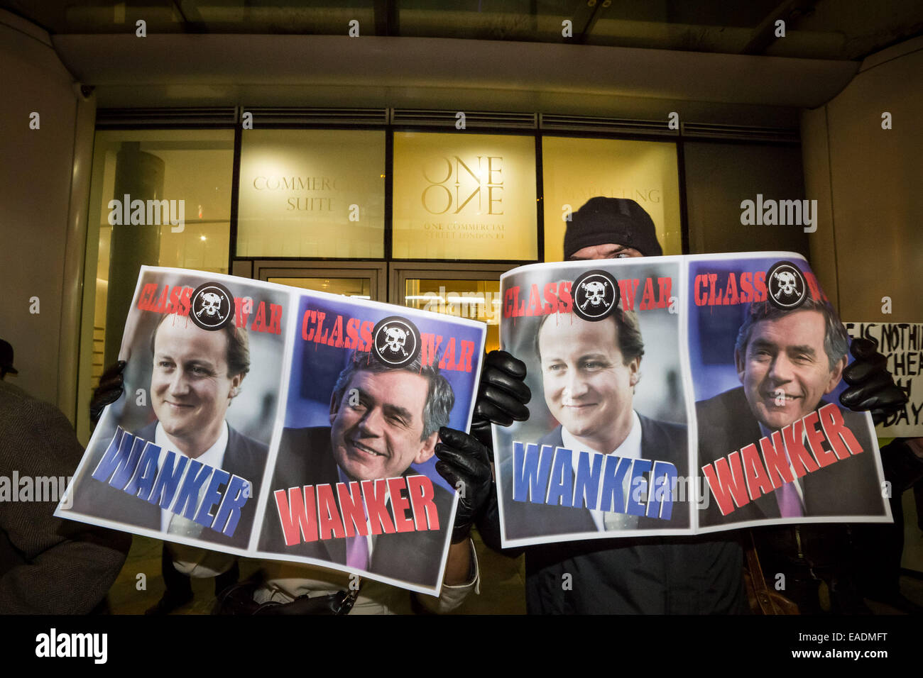 London, UK. 12th Nov, 2014. Class War 'Poor Door’ segregation protest ...
