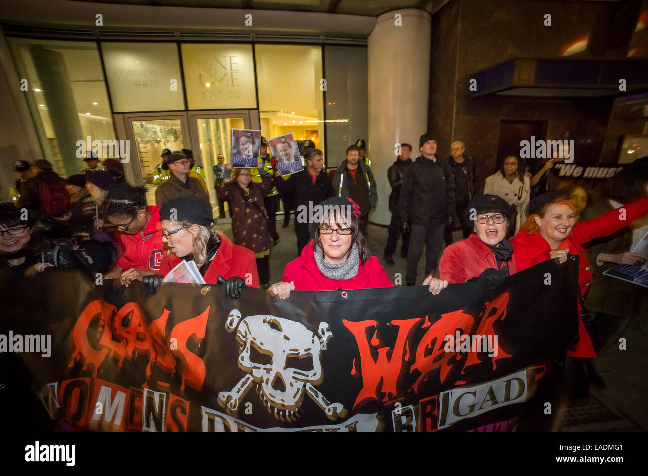 London, UK. 12th Nov, 2014. Class War 'Poor Door’ segregation protest ...