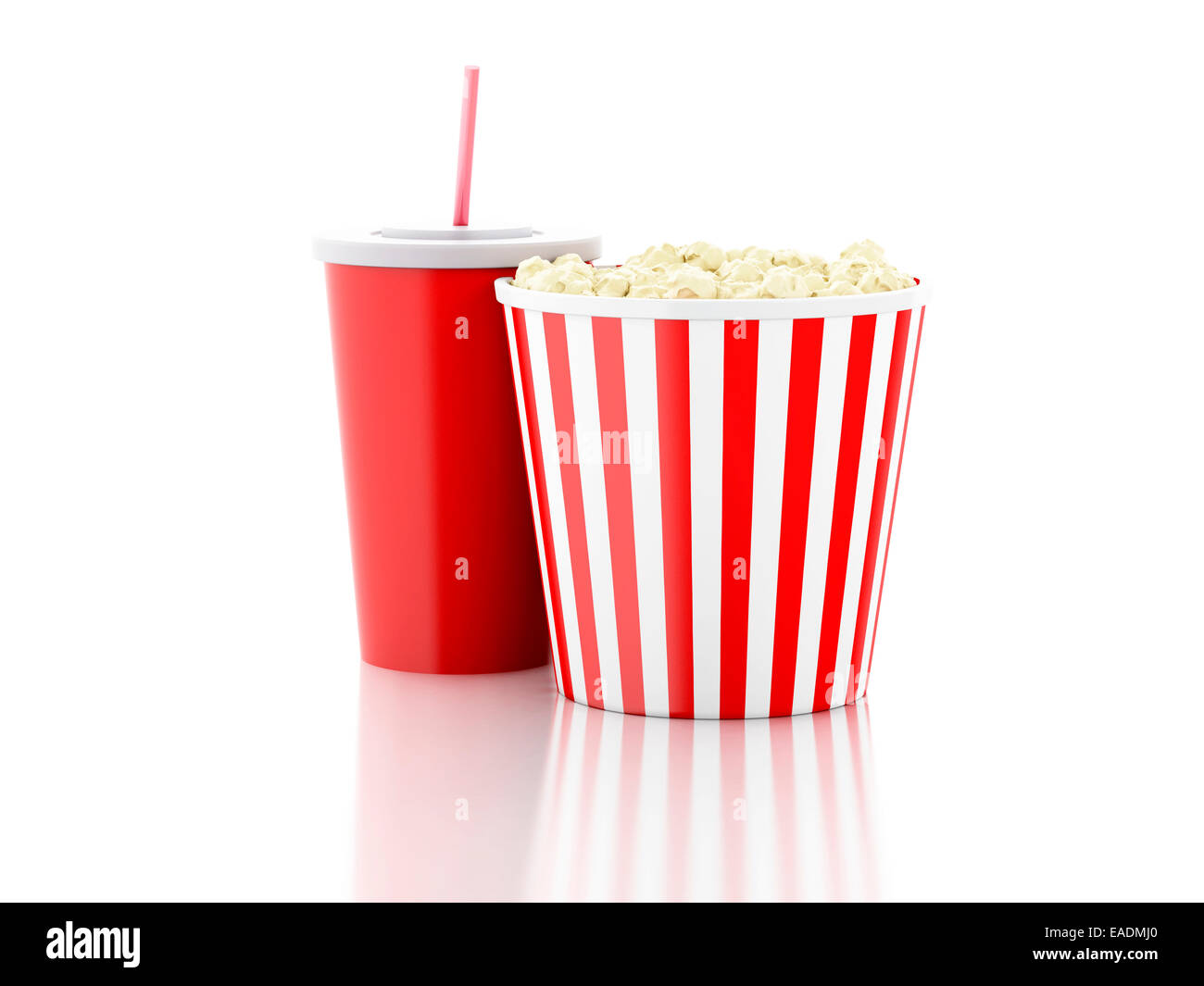 image of popcorn, drink. cinematography concept. 3d image Stock Photo ...