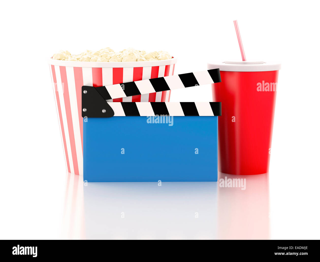 image of cinema clapper board, popcorn and drink. cinematography ...