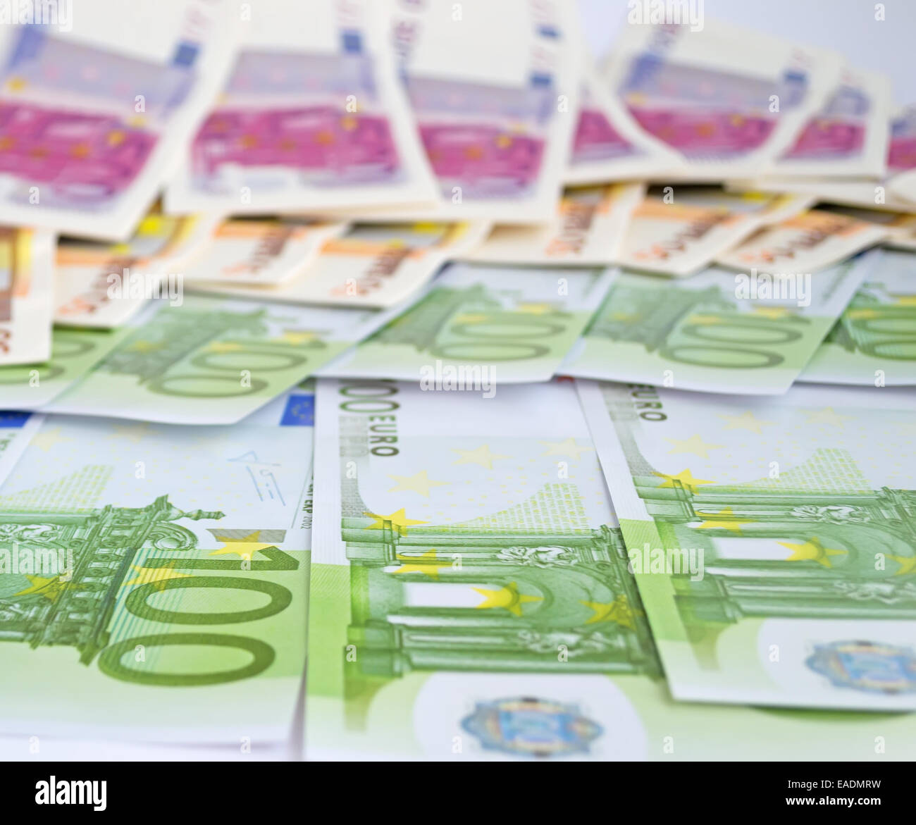 different euro banknotes on a table Stock Photo - Alamy
