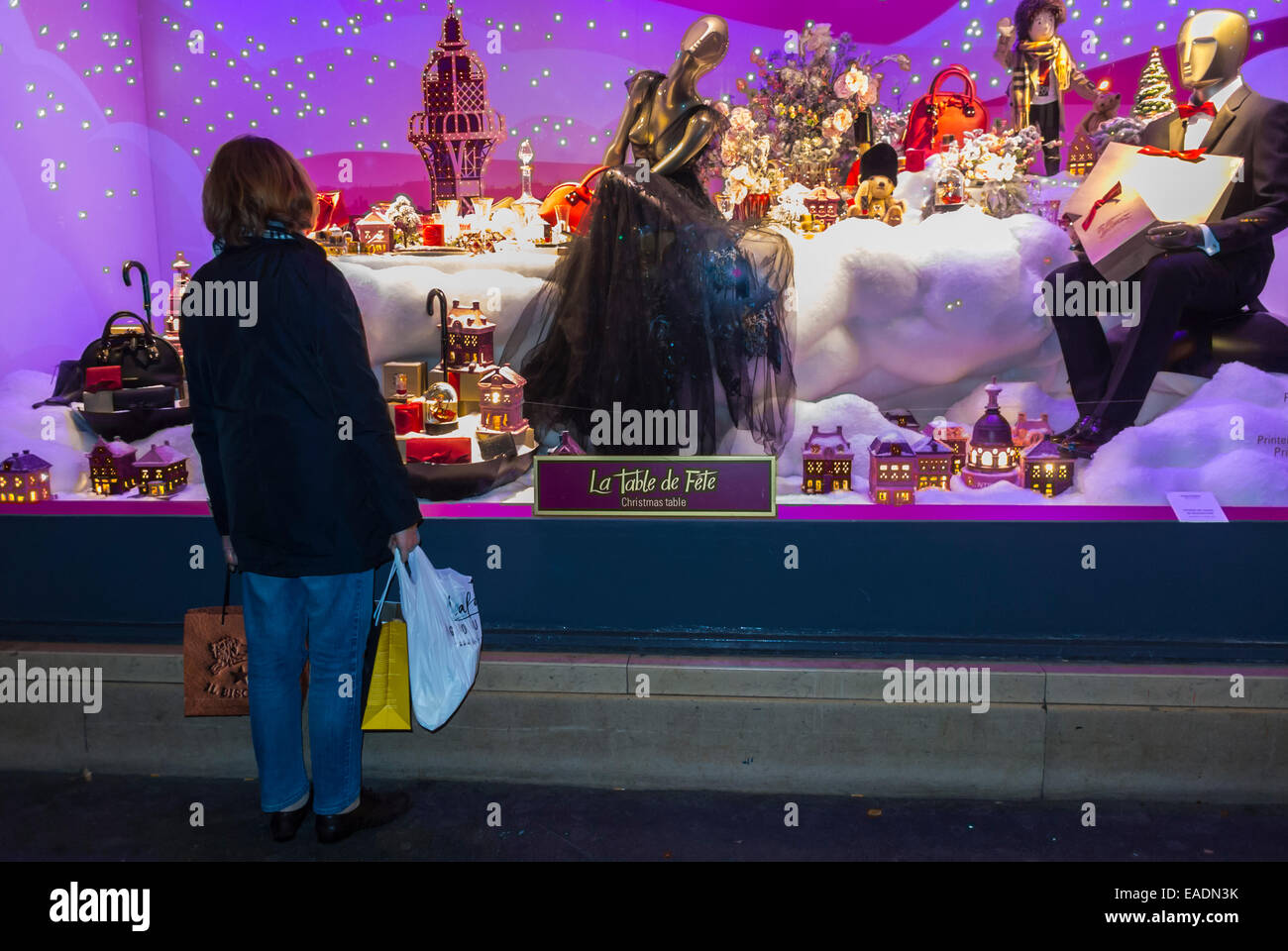 Paris, France, Woman Holiday Shopping, French Department Stores ...