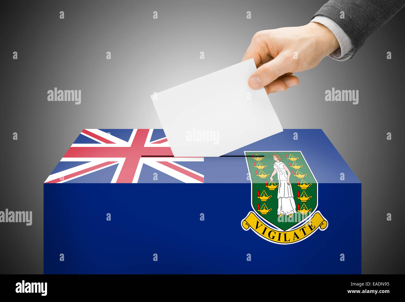 Voting concept - Ballot box painted into national flag colors - British ...
