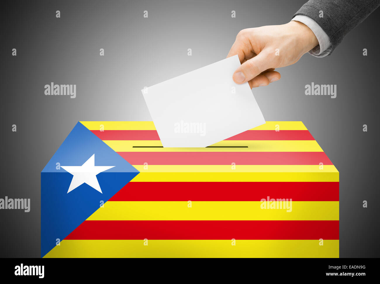 Voting concept - Ballot box painted into national flag colors ...