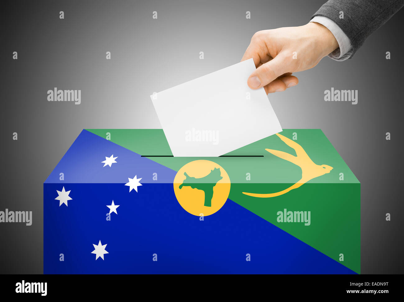 Voting concept - Ballot box painted into national flag colors ...