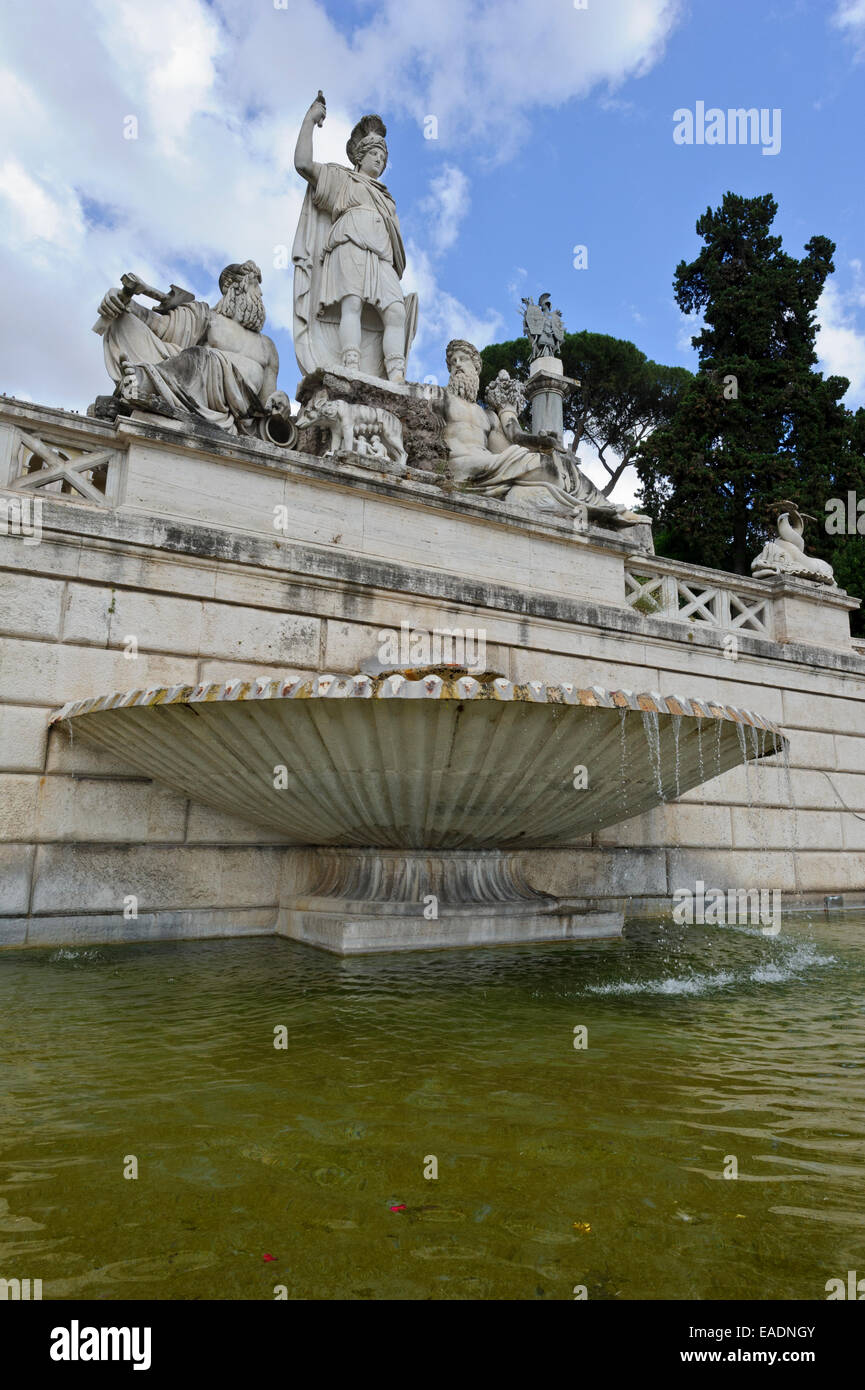 Water fountain in the Piazza del Popolo in the City of Rome, Italy ...