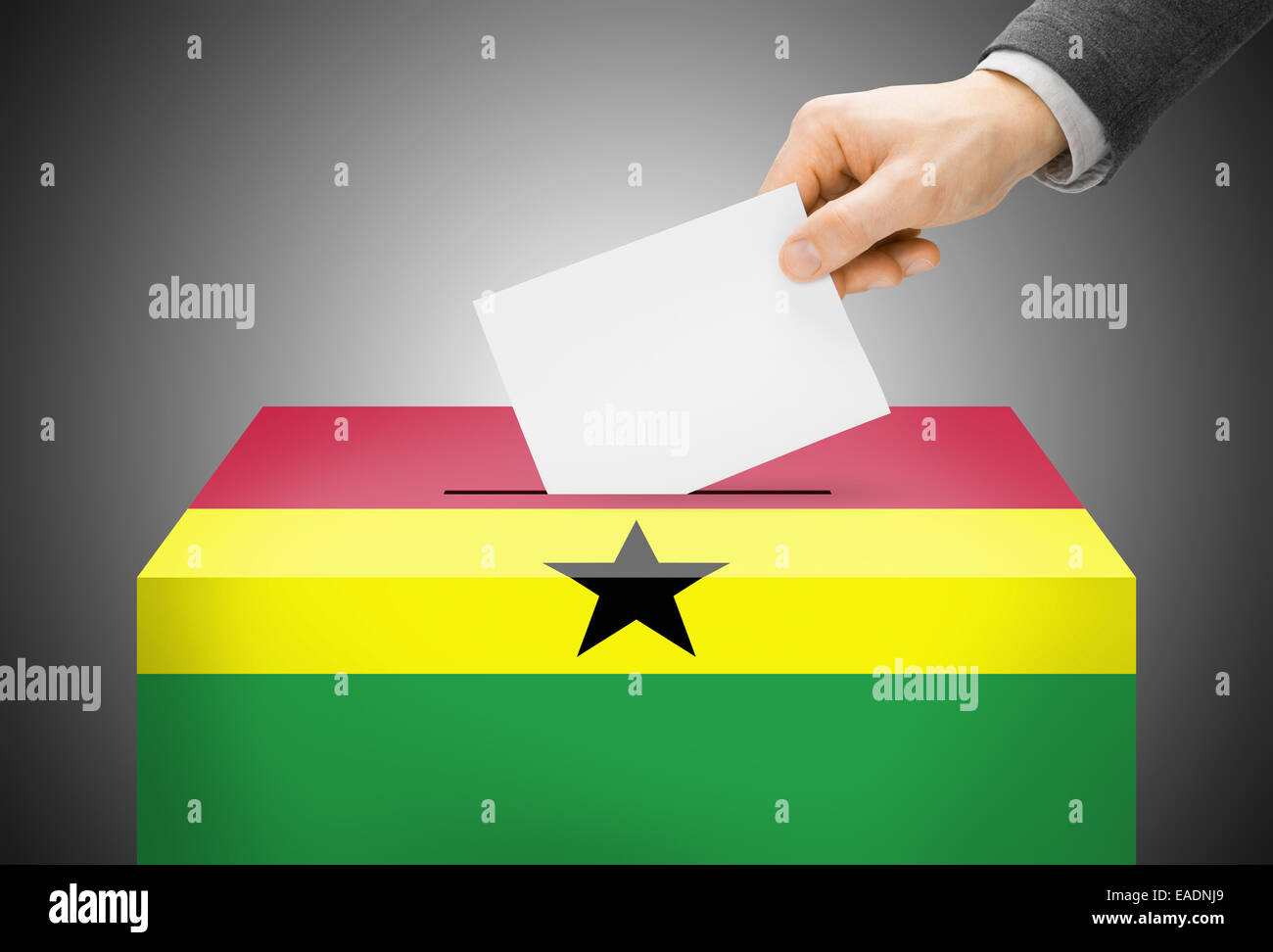 Voting concept - Ballot box painted into national flag colors - Ghana ...
