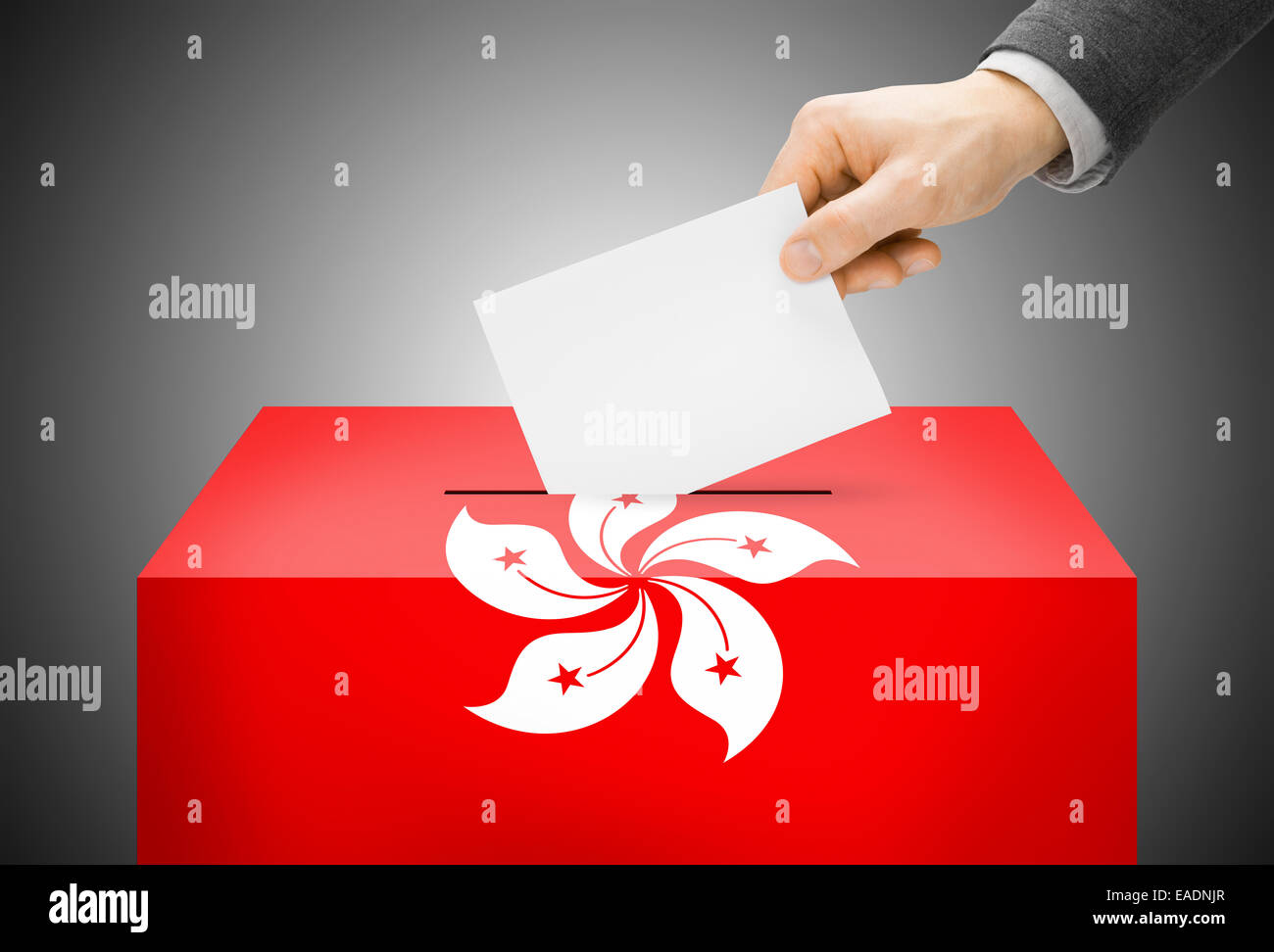 Voting concept - Ballot box painted into national flag colors - Hong ...
