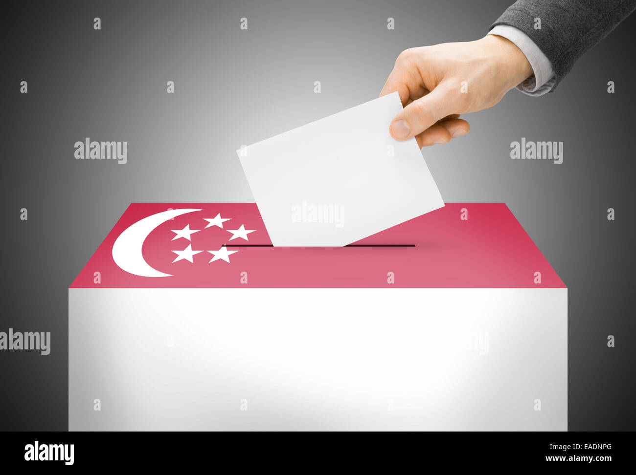 Voting concept - Ballot box painted into national flag colors ...