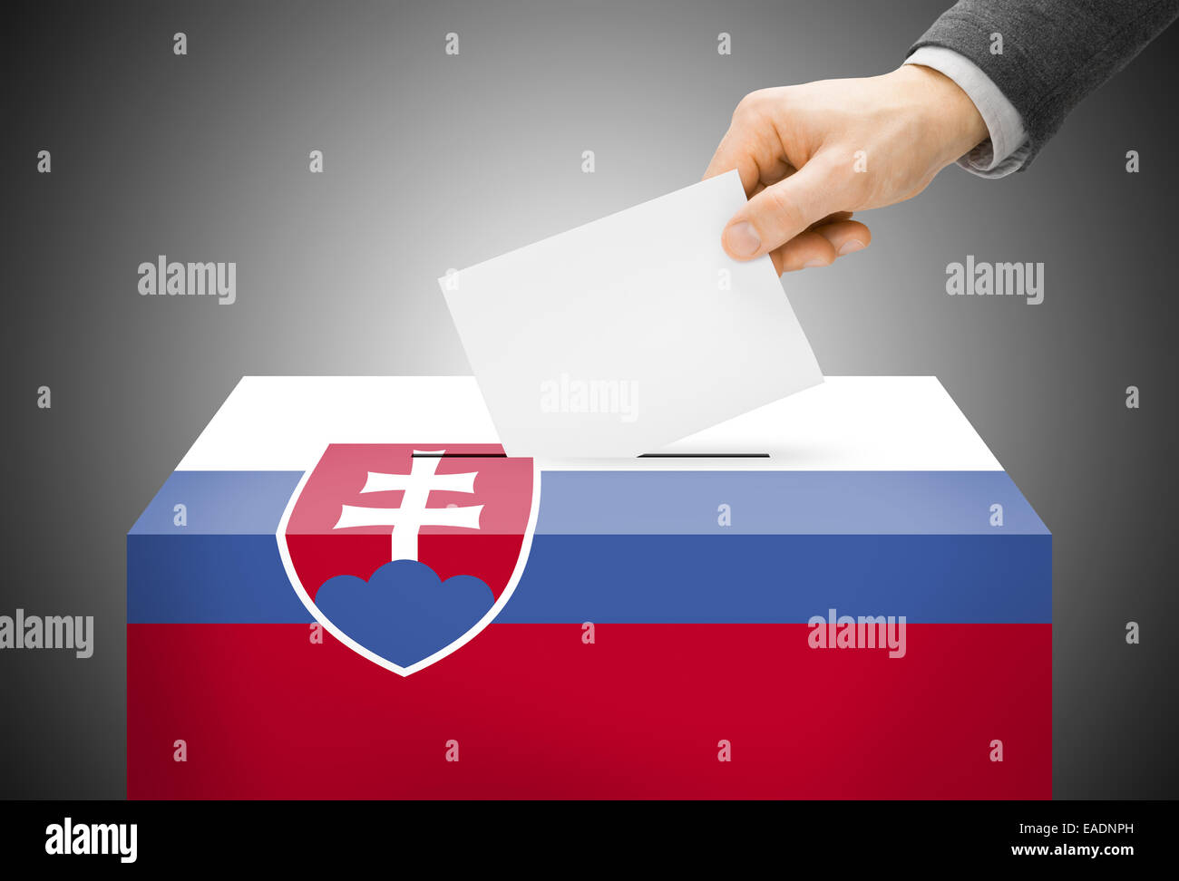 Voting concept - Ballot box painted into national flag colors ...