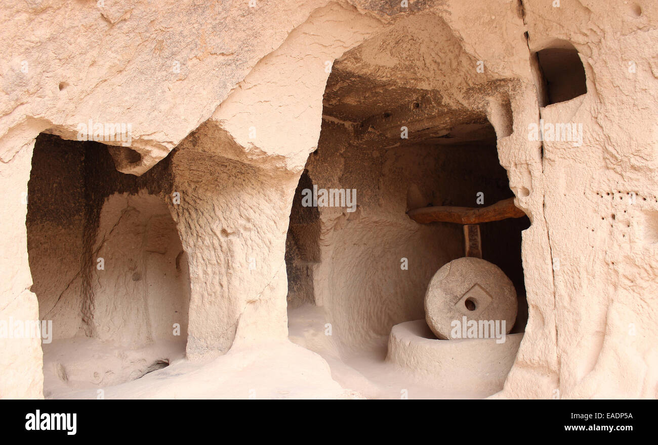 Rock-cut mill with a grindstone/millstone which remained in use until ...