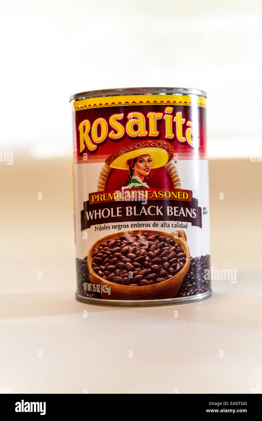 A can of Rosarita black beans available at most California grocery ...