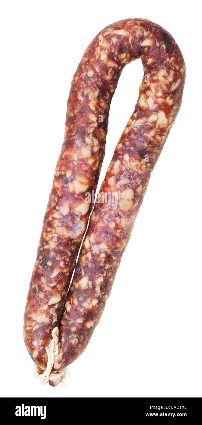dried smoked sausage isolated on white background Stock Photo - Alamy