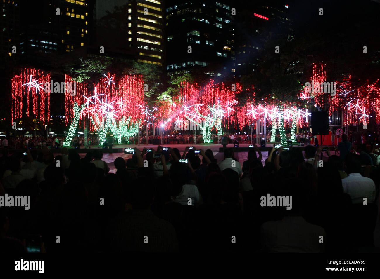 Spectators watch the Festival of Lights in Makati City, south of Manila ...