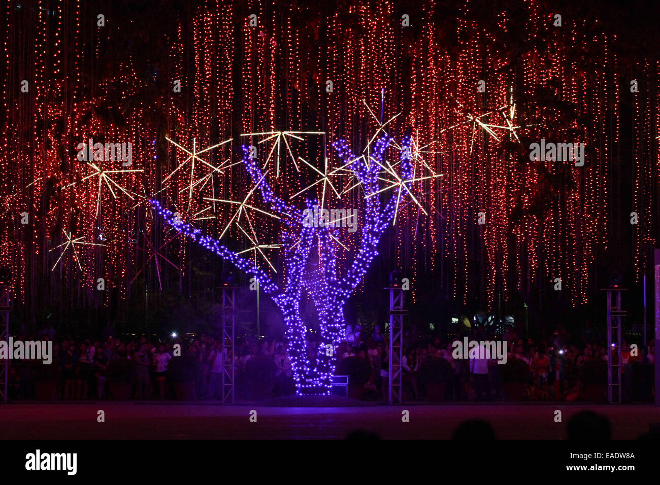 Spectators watch the Festival of Lights in Makati City, south of Manila ...