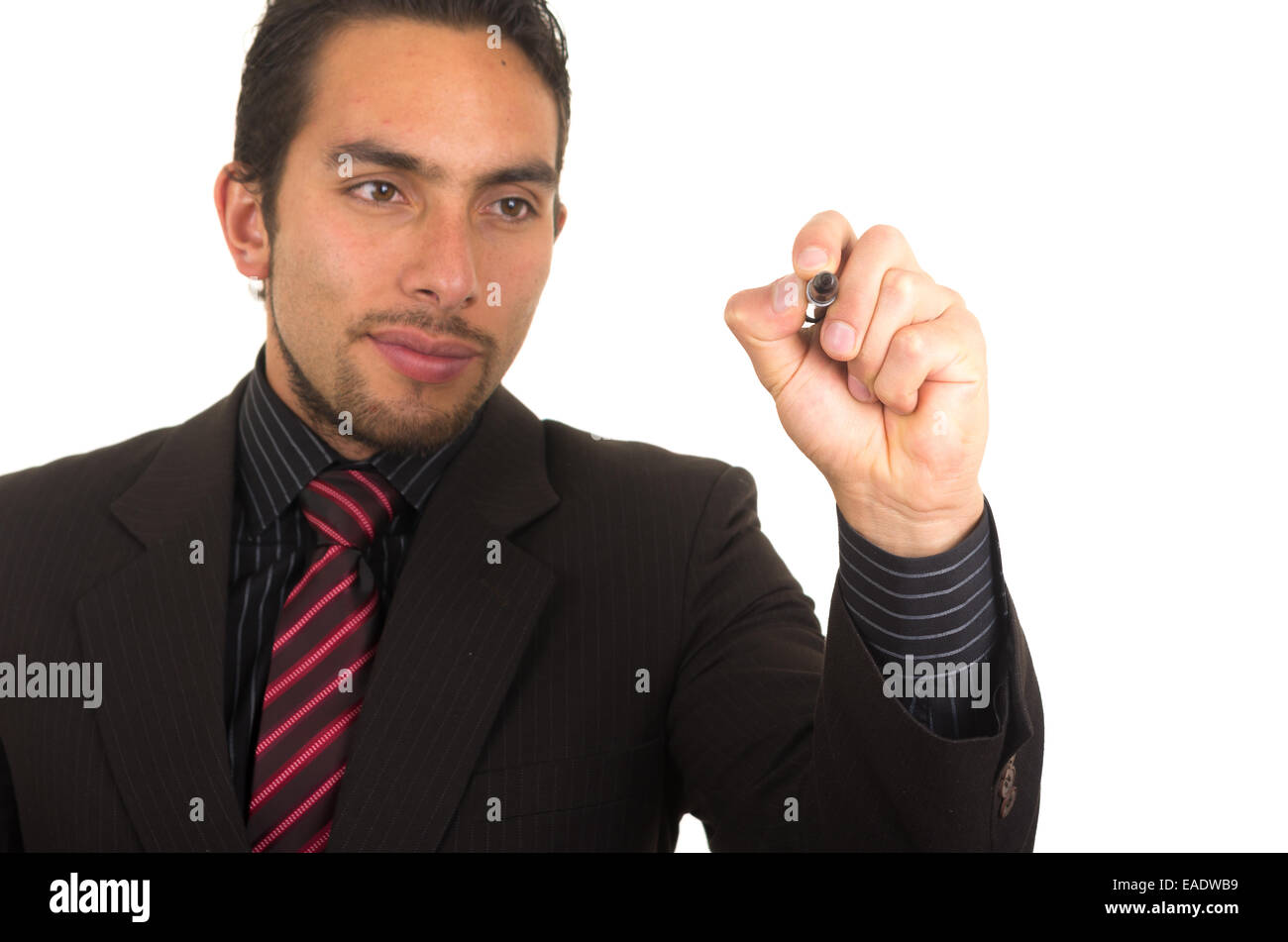 young handsome businessman writing on whiteboard with marker Stock ...