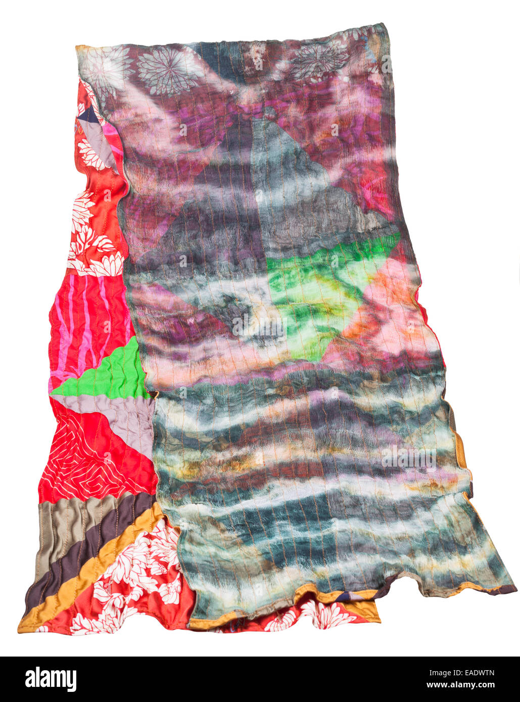 patchwork and batik scarf isolated on white background Stock Photo - Alamy