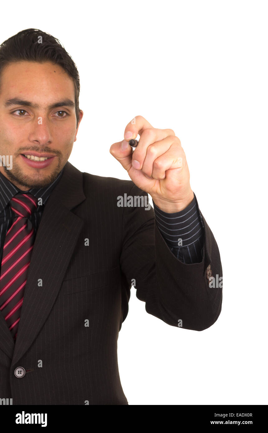 young handsome businessman writing on whiteboard with marker Stock ...