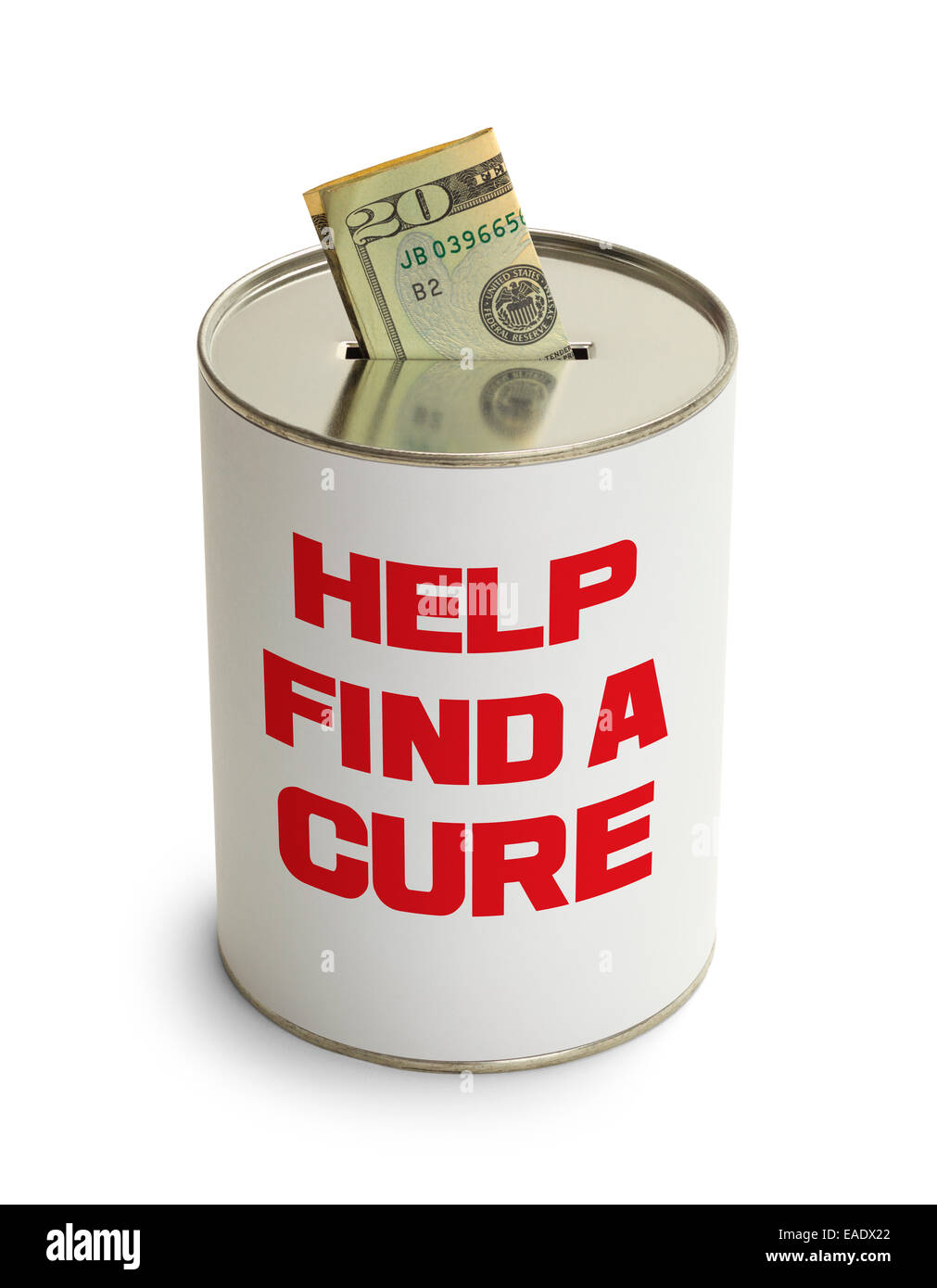 Find a Cure Donation Can Isolated on White Background Stock Photo - Alamy