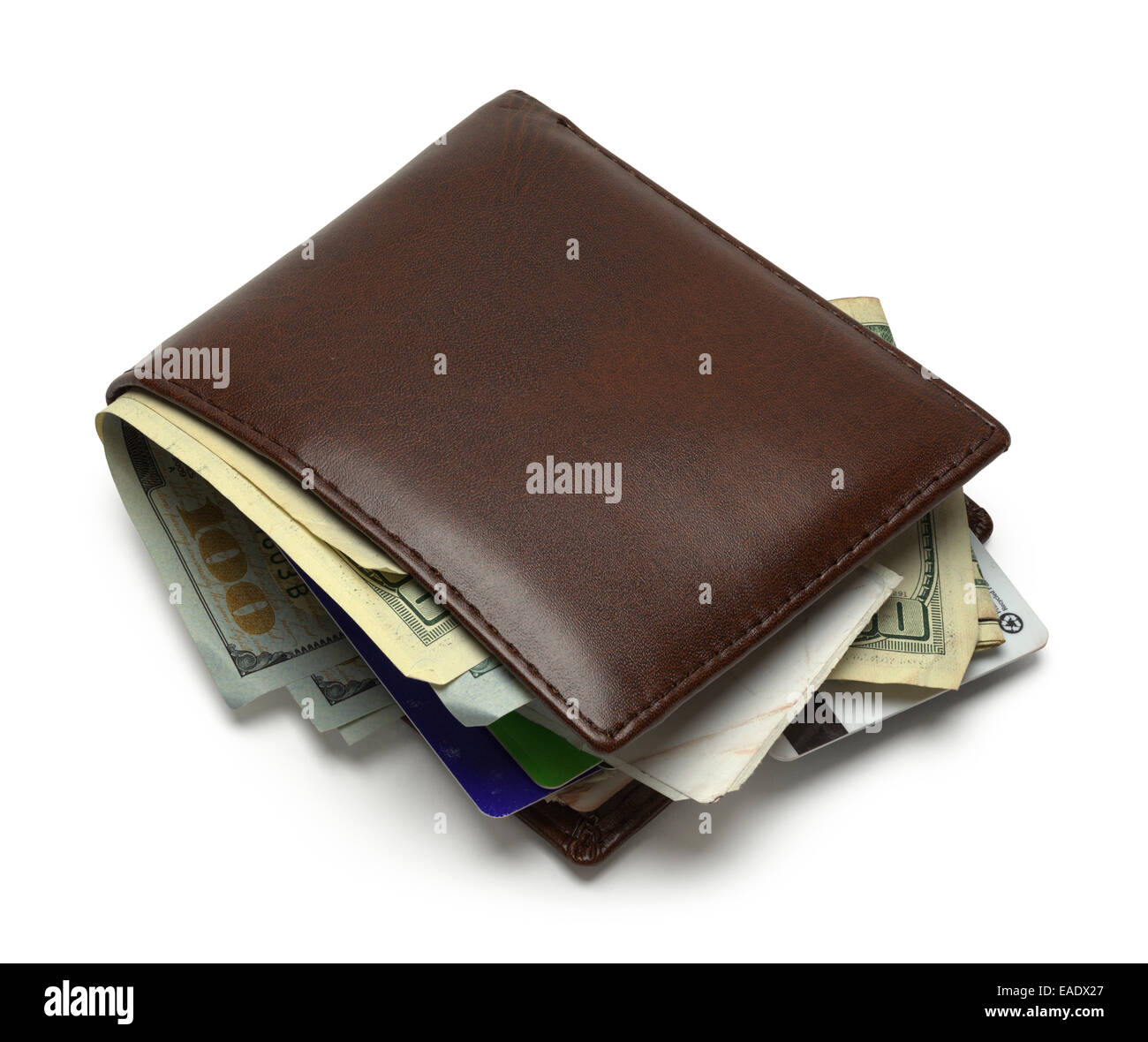 Brown Wallet Full and Messy Isolated on White Background Stock Photo ...