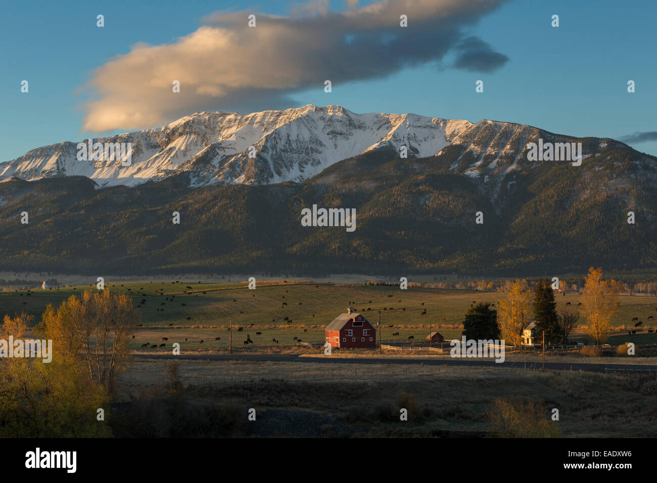 Wallowa Mountains and Wallowa Valley at sunrise, Oregon Stock Photo - Alamy