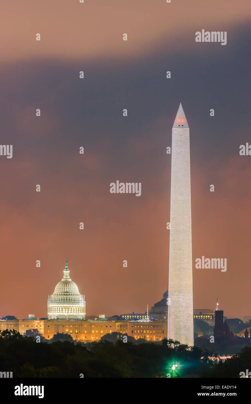 Washington Monument and Capitol in Washington DC Stock Photo - Alamy
