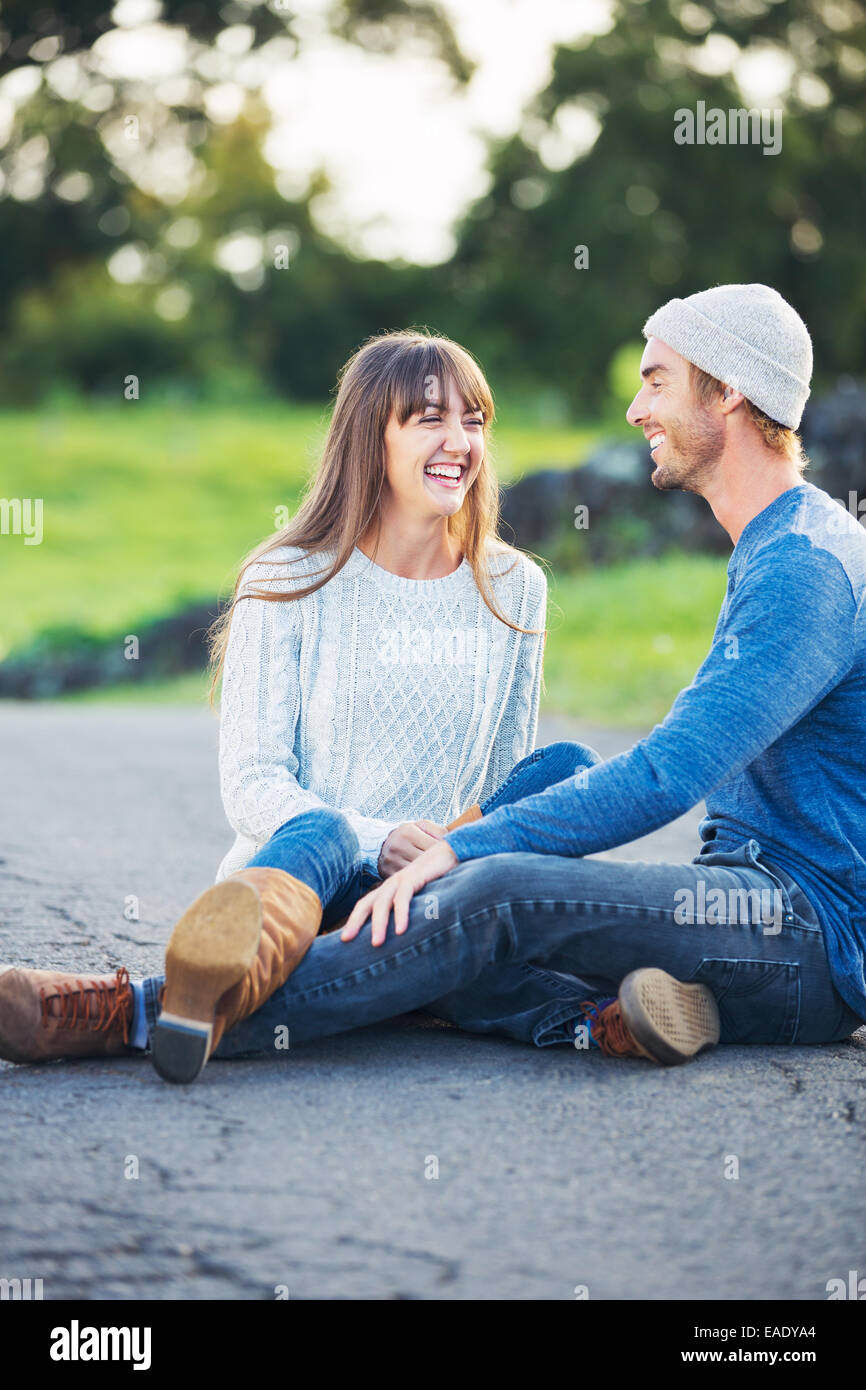 Happy Young Couple Having Fun Outdoors. Romantic Couple Kissing in Love ...