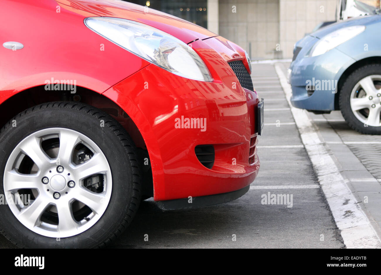 Side view of the two new cars standing on the parking lot Stock Photo ...