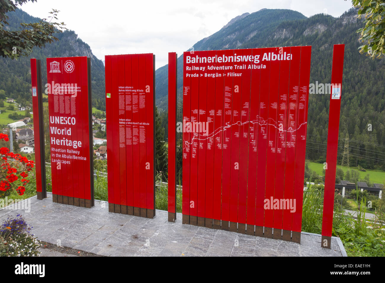 UNESCO Weltkulturerbe, Rhätische Bahn, Bahnhof Filisur, Schweiz ...