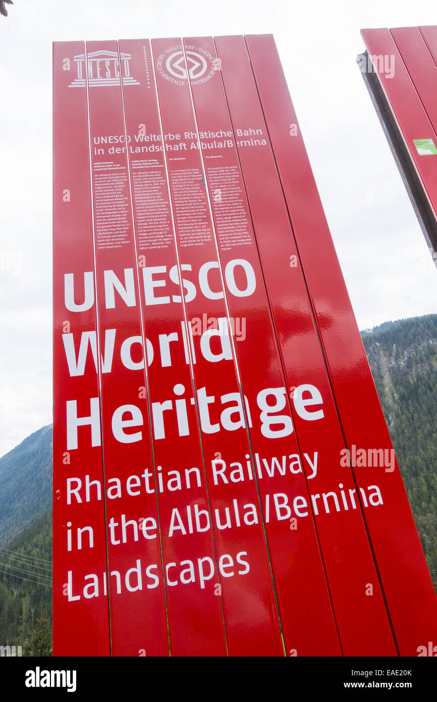 UNESCO Weltkulturerbe, Rhätische Bahn, Bahnhof Filisur, Schweiz ...