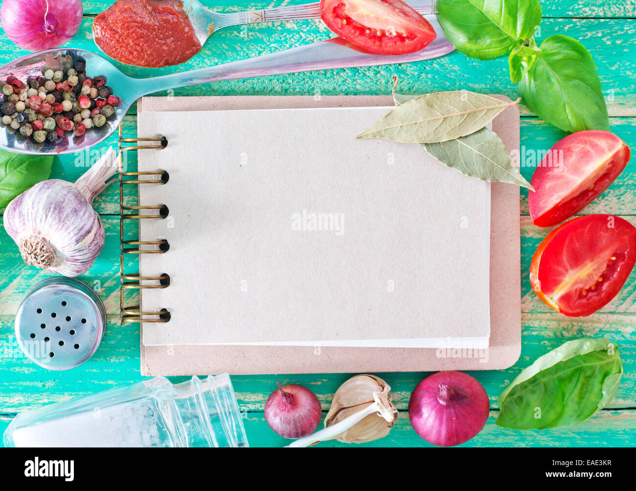 spice and note for recipe Stock Photo - Alamy