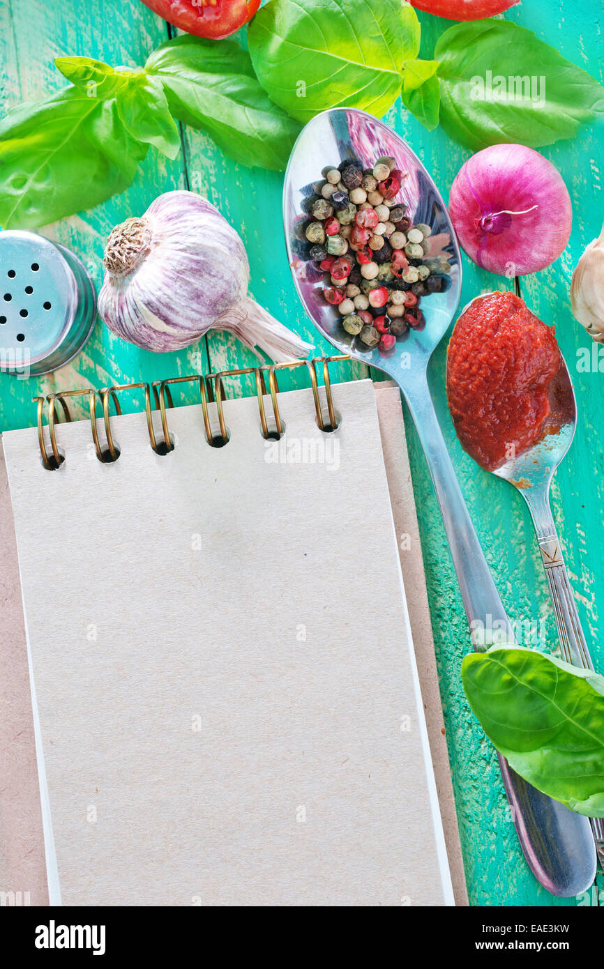 spice and note for recipe Stock Photo - Alamy