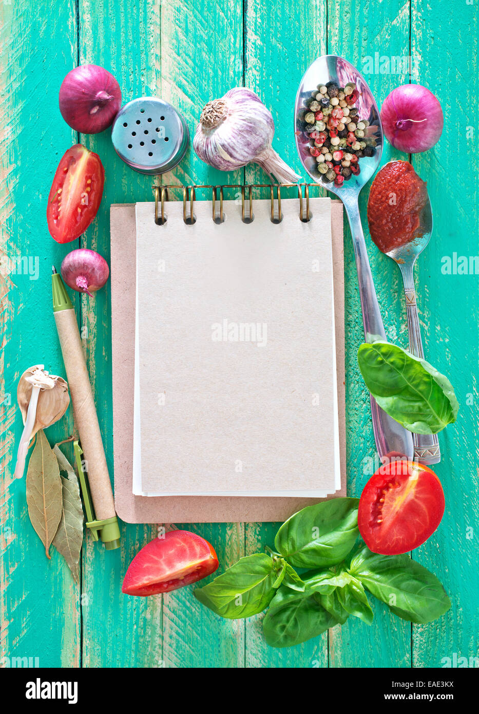 spice and note for recipe Stock Photo - Alamy