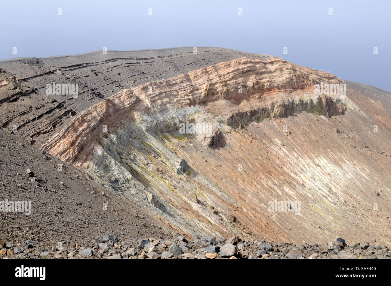 Ridge of the volcanic crater Vulcano Island Sicily Italy Stock Photo ...