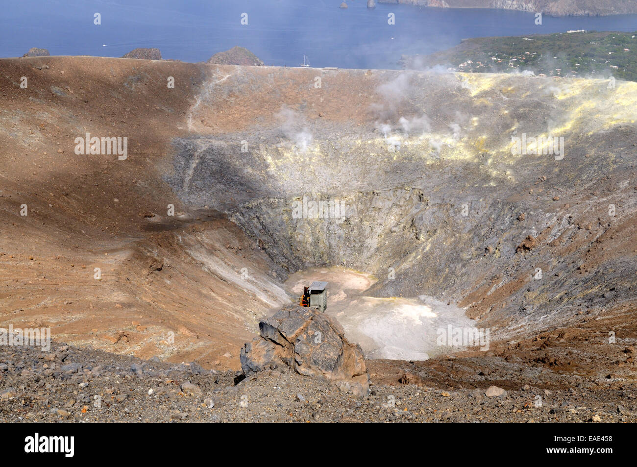 Volcanic crater on Vulcano island Aeolian islands Sicily Italy Stock ...