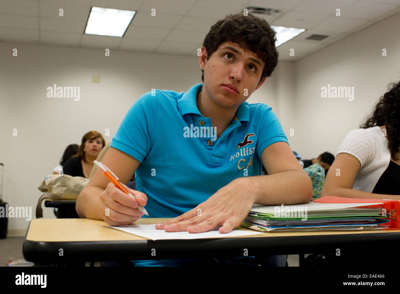 Male student in class at Achieve Early College High School in McAllen ...