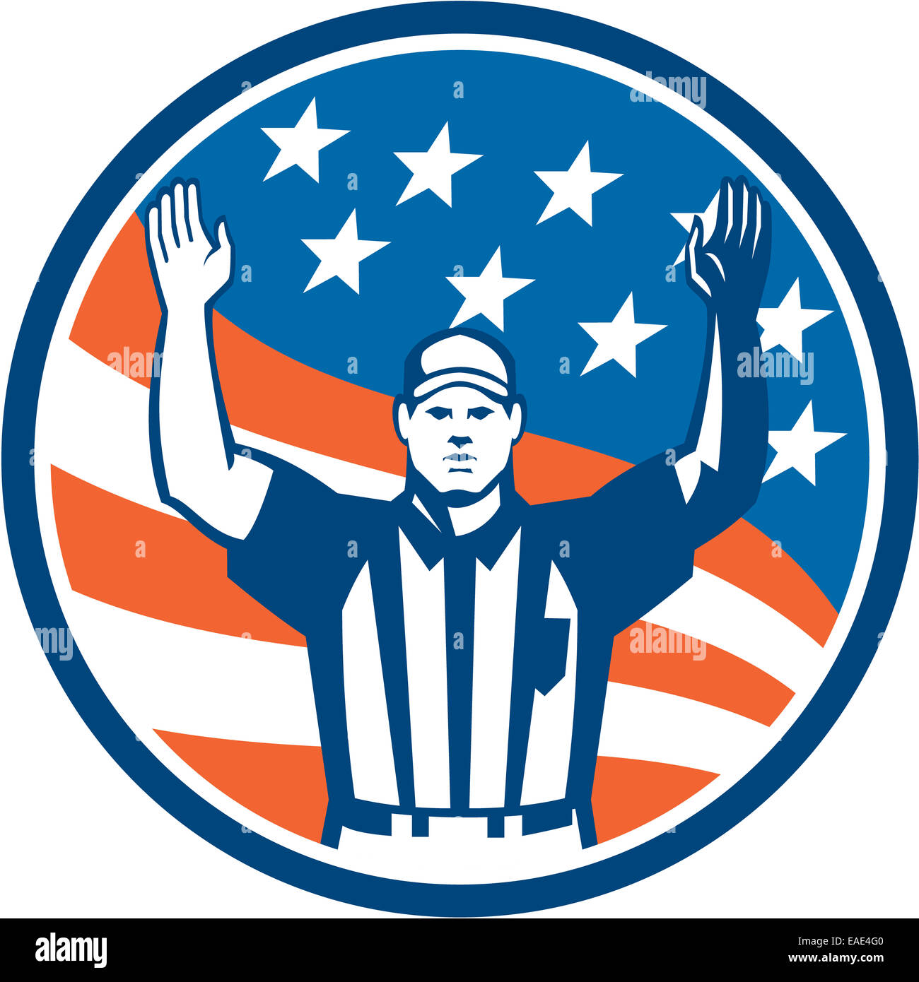 Illustration of an american football official referee with hands up for ...