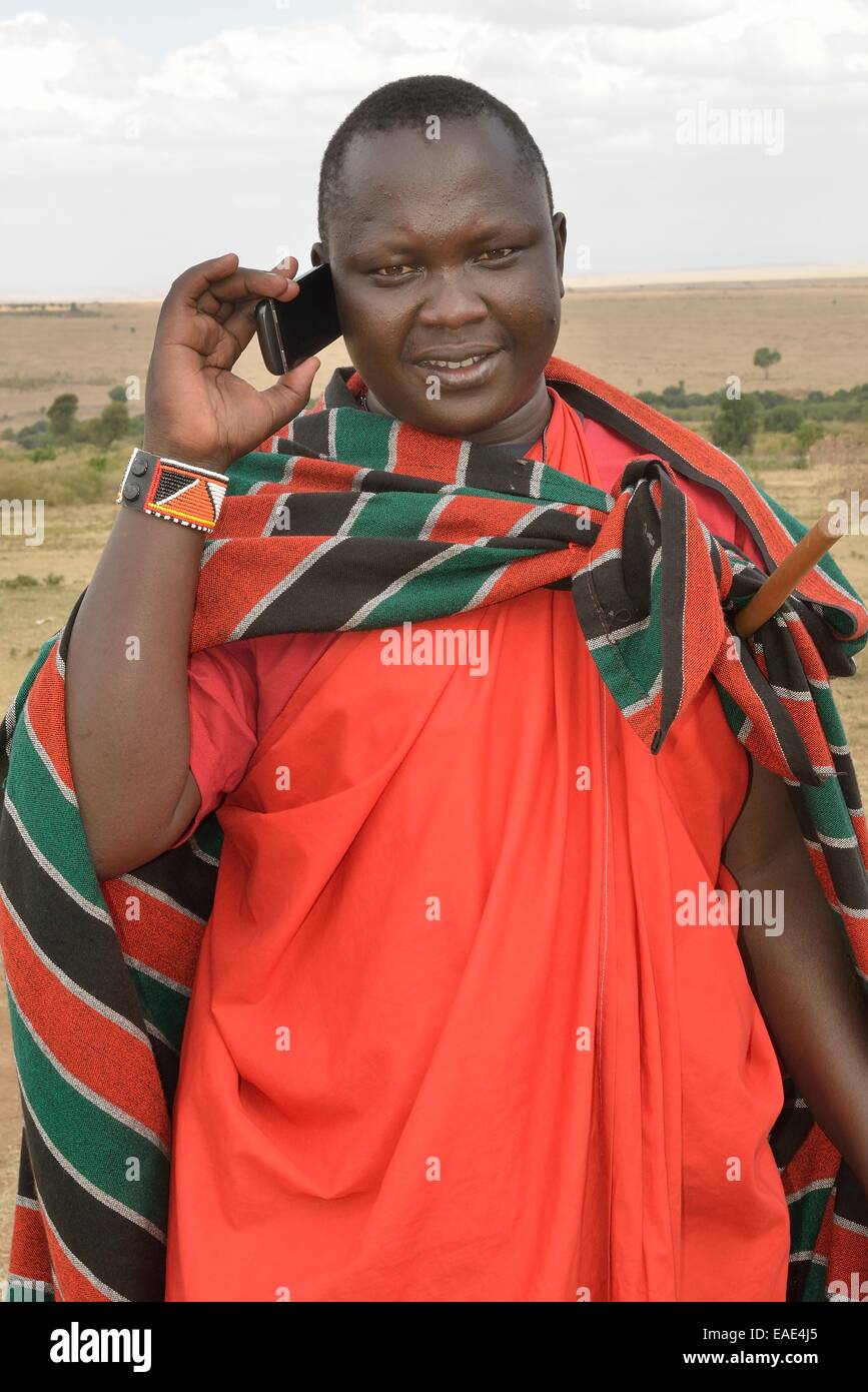 Maasai on the phone, Massai Mara, Enkutoto, Serengeti, Rift Valley ...