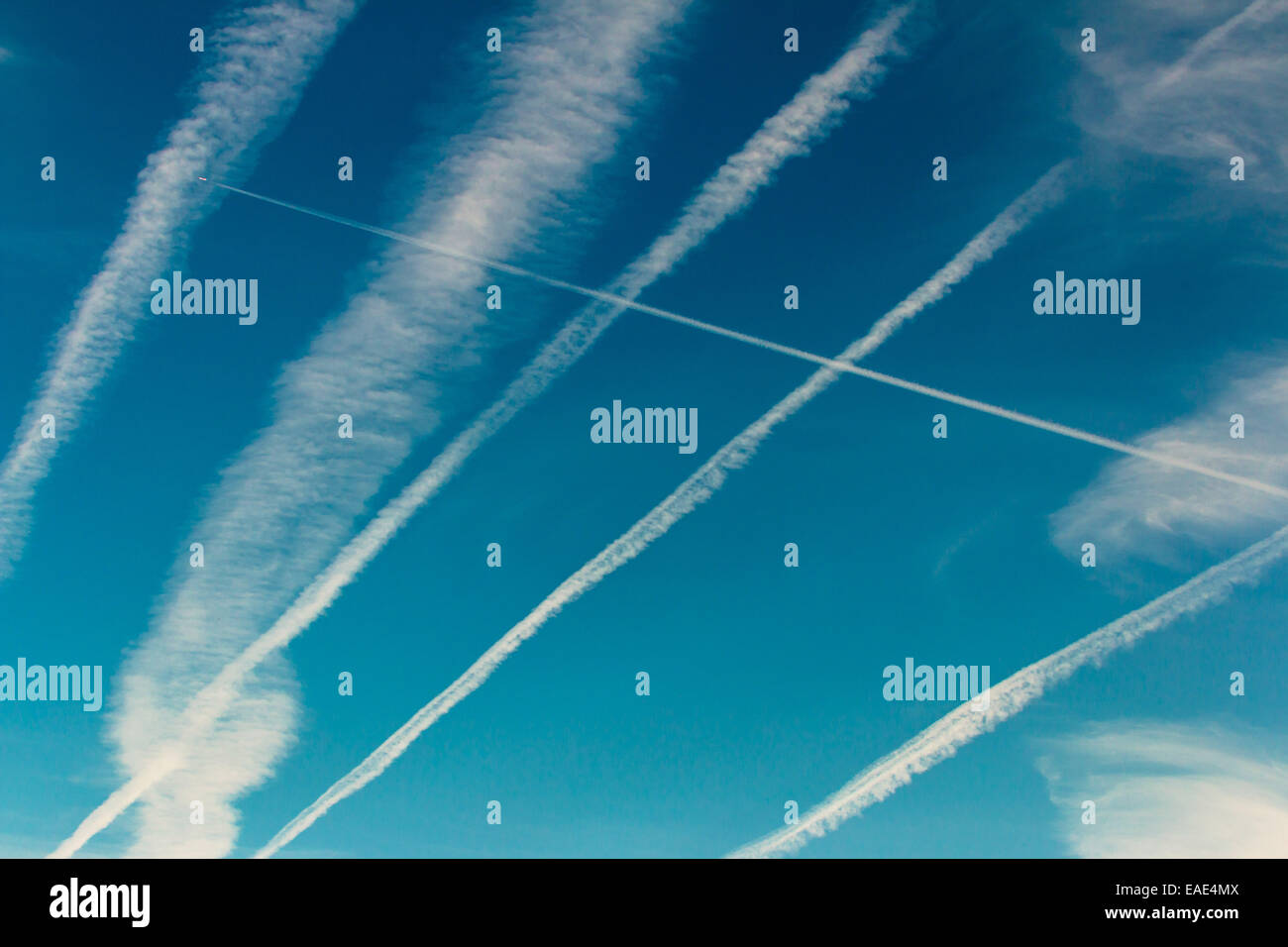 condensation trails over Kiel Stock Photo - Alamy
