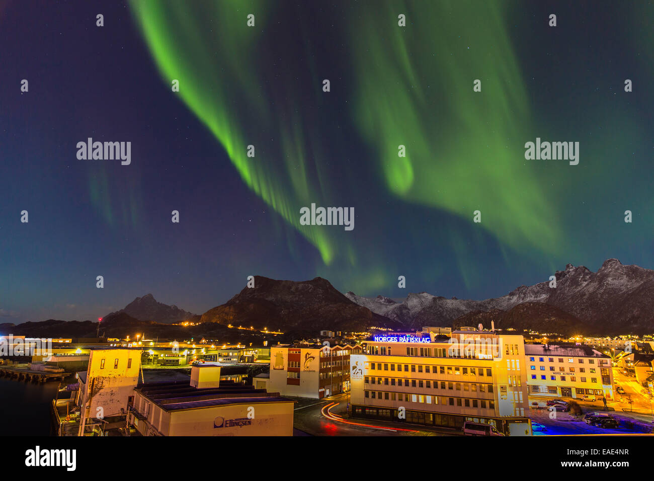 aurora over Lofot islands Stock Photo - Alamy