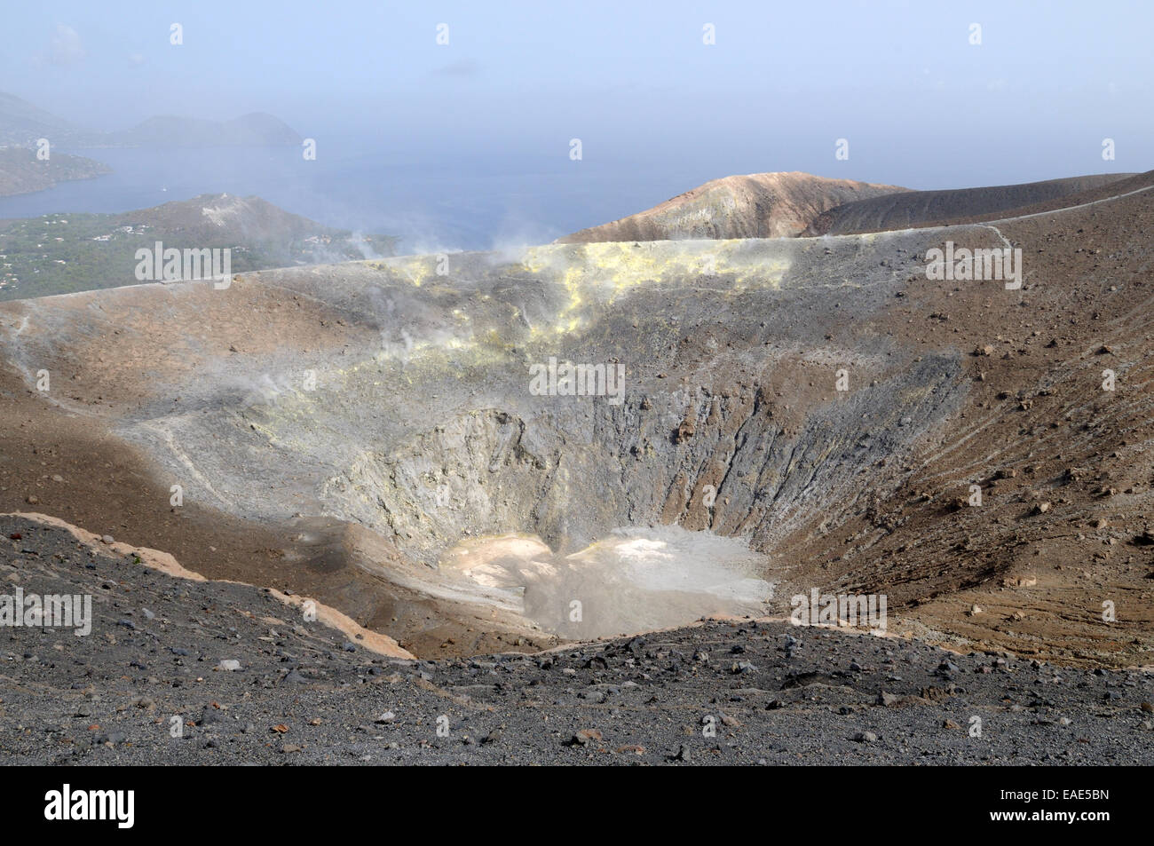 Volcanic crater on Vulcano island Aeolian islands Sicily Italy Stock ...