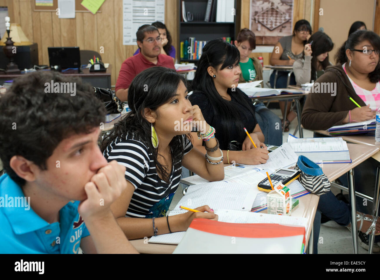 Students listen in classroom at Achieve Early College High School in ...