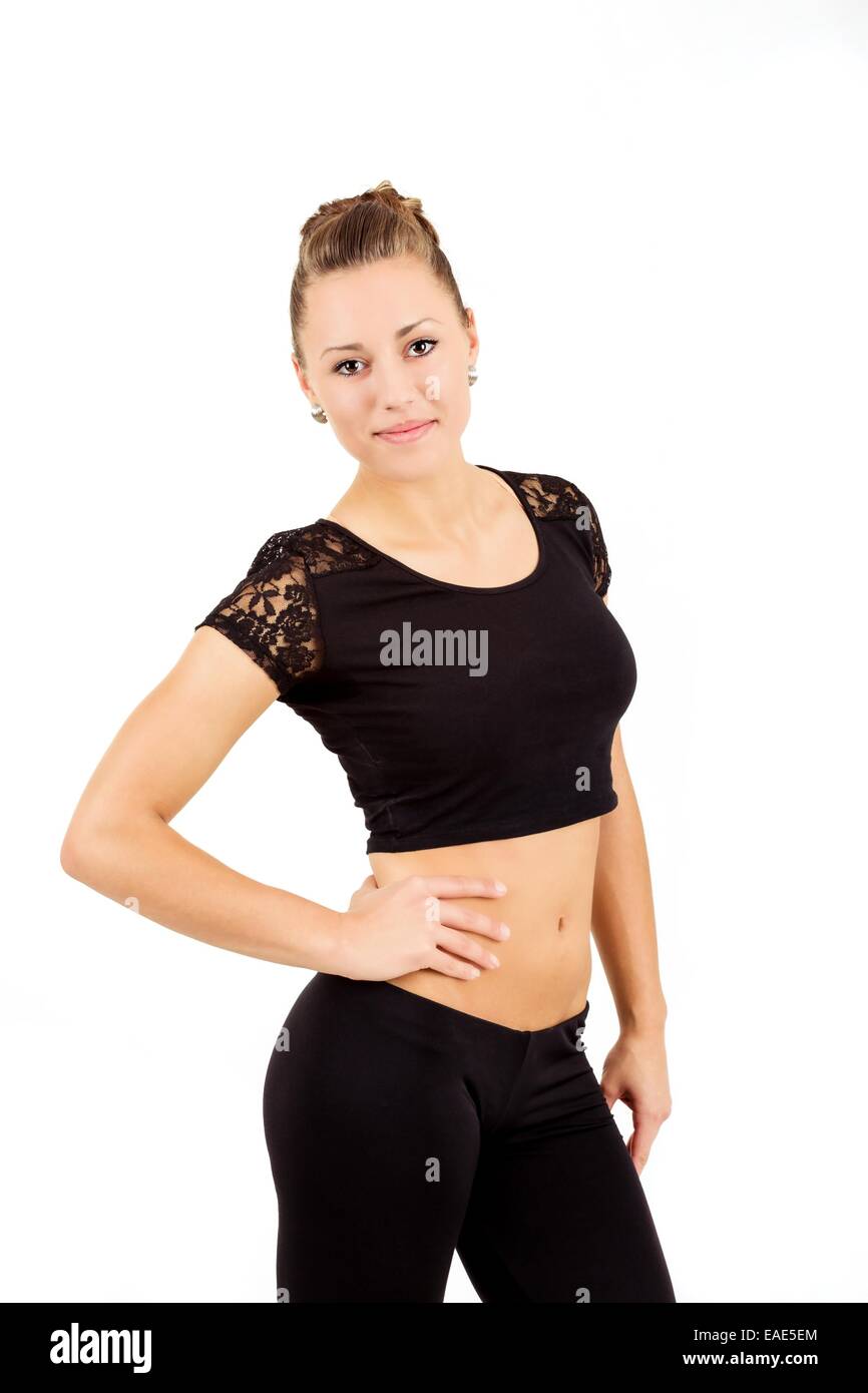 beauty contortionist practicing gymnastic yoga isolated on white ...