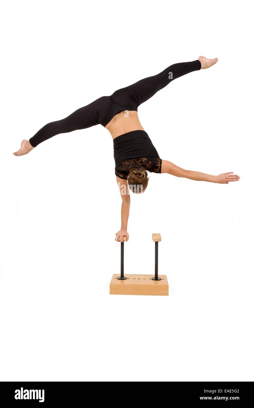 beauty contortionist practicing gymnastic yoga isolated on white ...