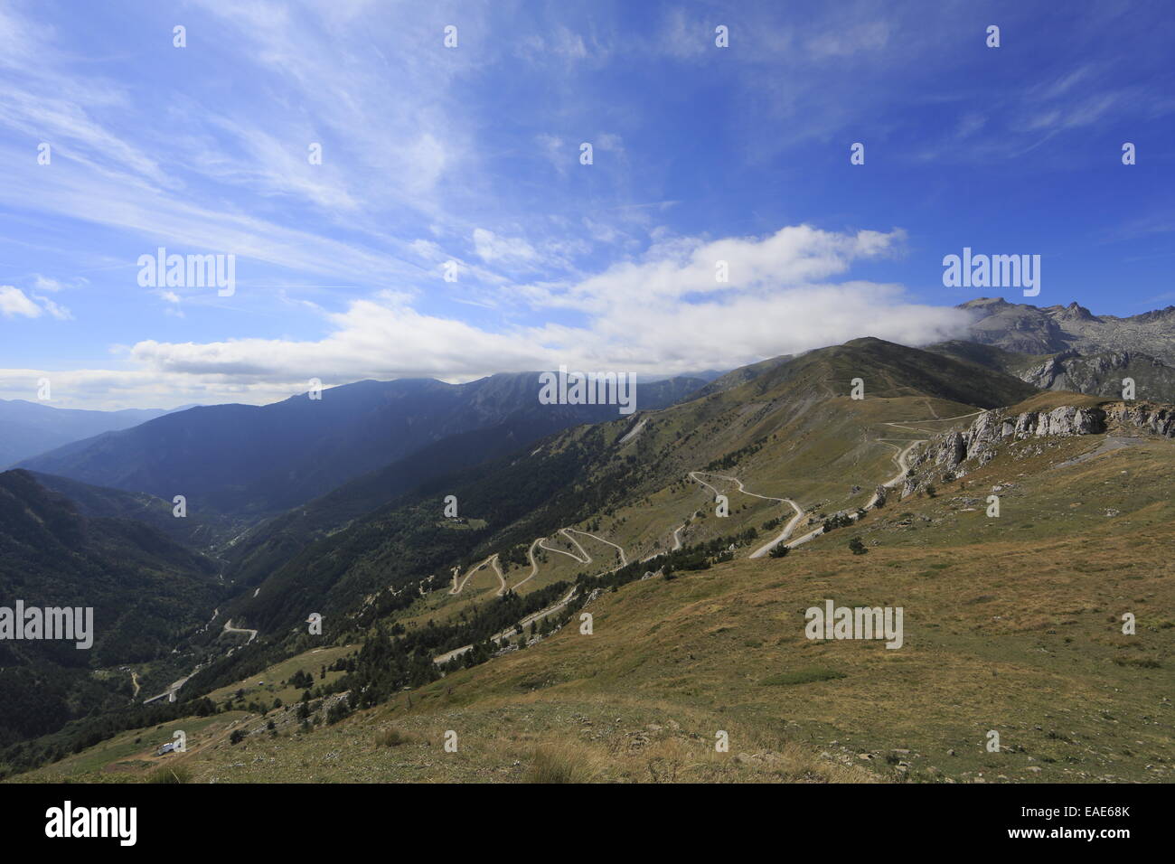 View from Tenda Pass over the Roya Valley, Tende, Département Alpes ...