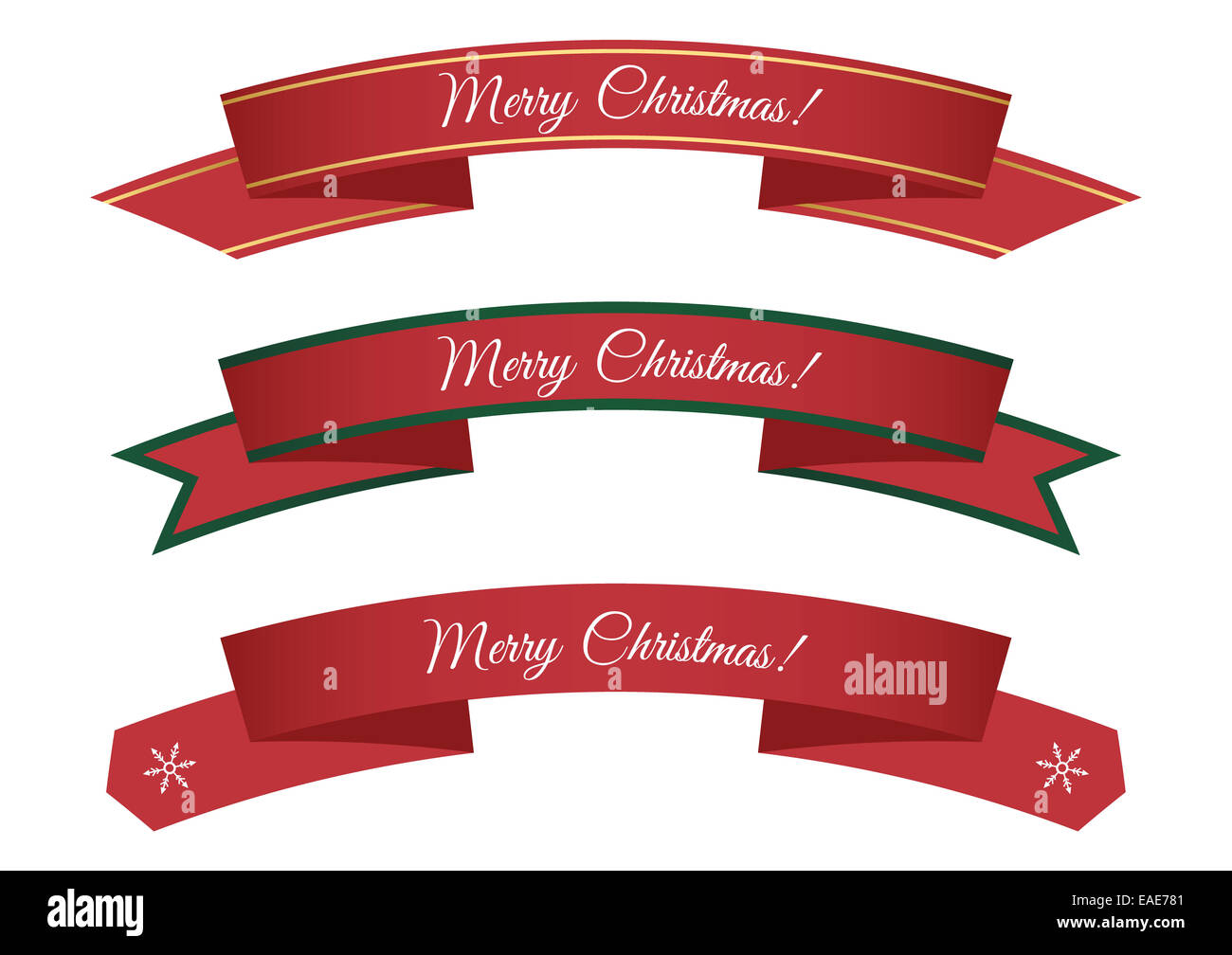 A set of red Merry Christmas ribbons Stock Photo - Alamy