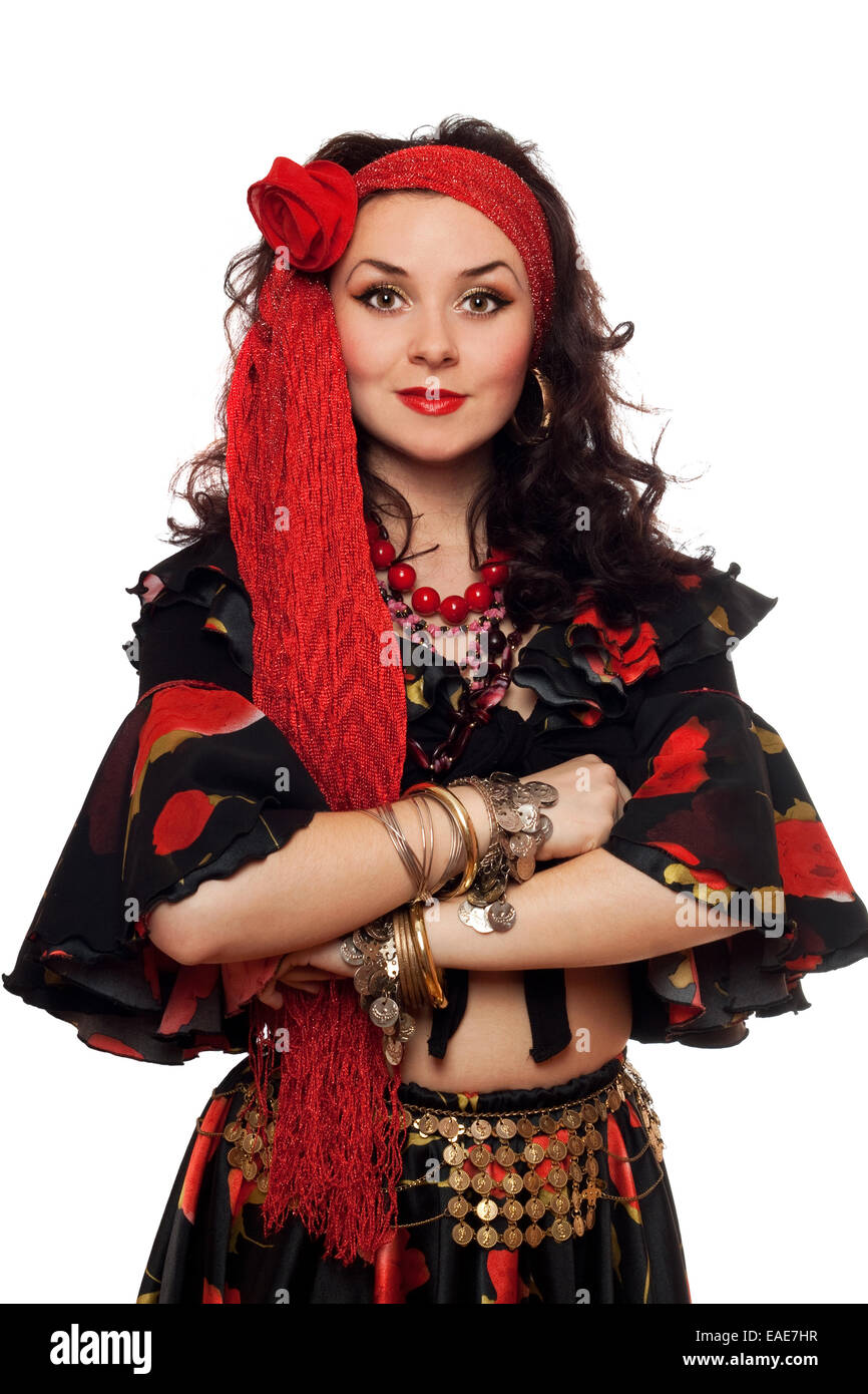 Portrait of sensual gypsy woman. Isolated on white Stock Photo - Alamy