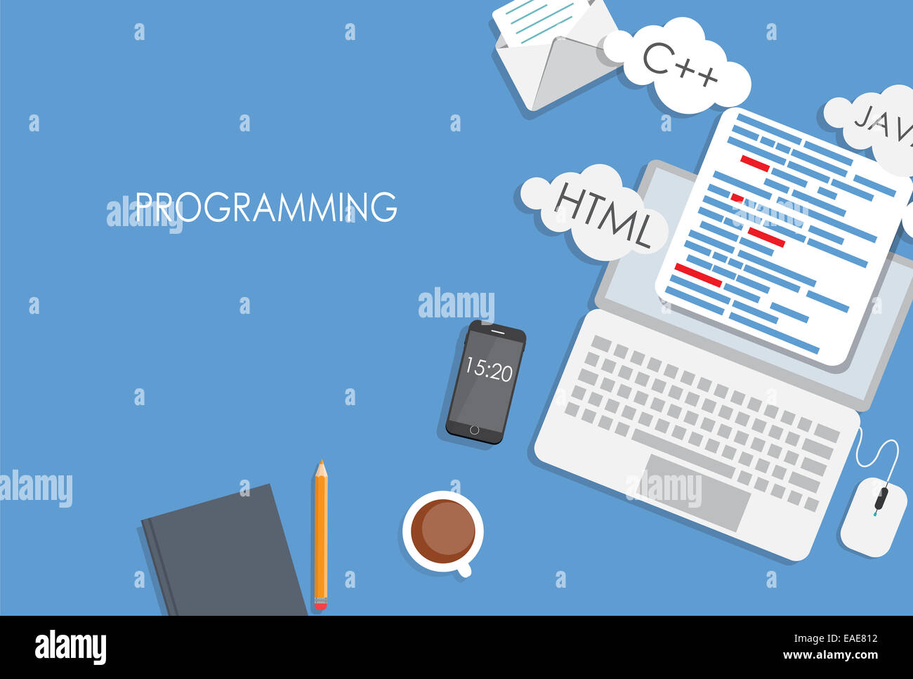Programming Coding Flat Concept Vector Illustration Stock Photo - Alamy