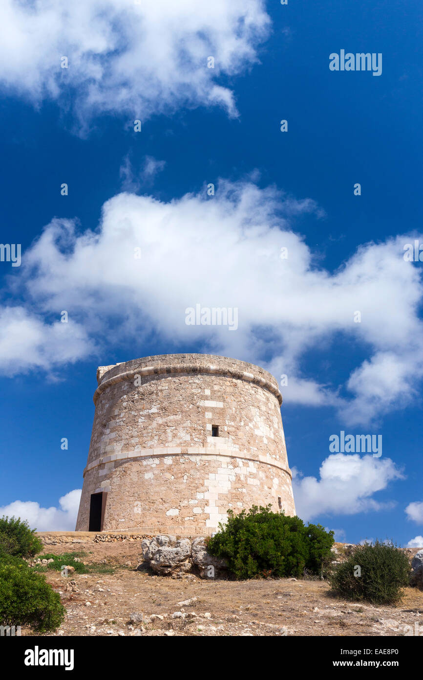 Old watchtower, Son Ganxo, Menorca, Balearic Islands, Spain Stock Photo ...
